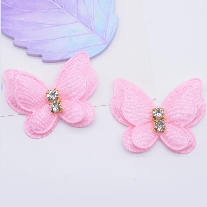Аппликации бабочки из атласной ткани Diy Super Paradise 12 шт Розовый, Pink