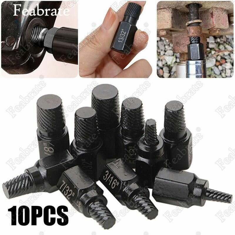 Набор экстракторов для сломанных винтов и болтов, 10 предметов, комплект для тяжелых условий, универсальное решение для удаления шпилек и фитингов