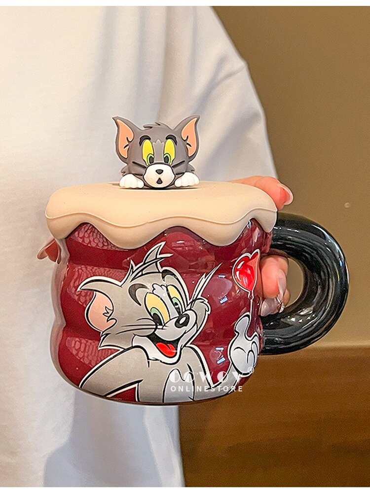 Керамическая кружка «Кот и мышь», стильная кружка для офиса, кружка для молока и кофе, кружка для завтрака для пары