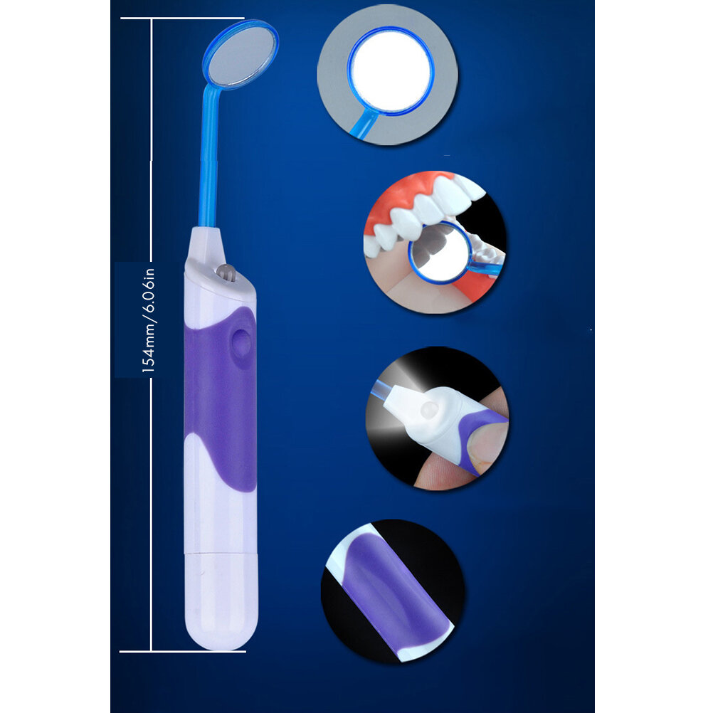 3 предмета набора для чистки зубов с LED светом, стоматологическое зеркало, крючок, для ухода за полостью рта
