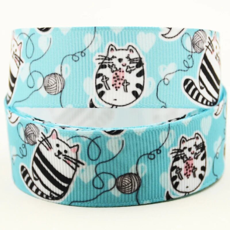 Репсовые ленты HANYUAN с мультяшным принтом кота, 22 мм, 25 мм, 38 мм X-04373, Width 25MM