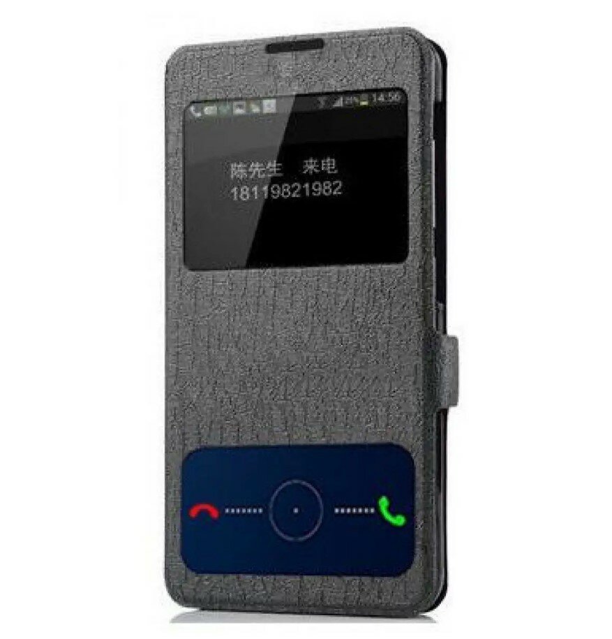 Чехол-книжка MyPads для Realme 6S с окном вызова предпросмотра позволяет отвечать на звонки не открывая крышку черный