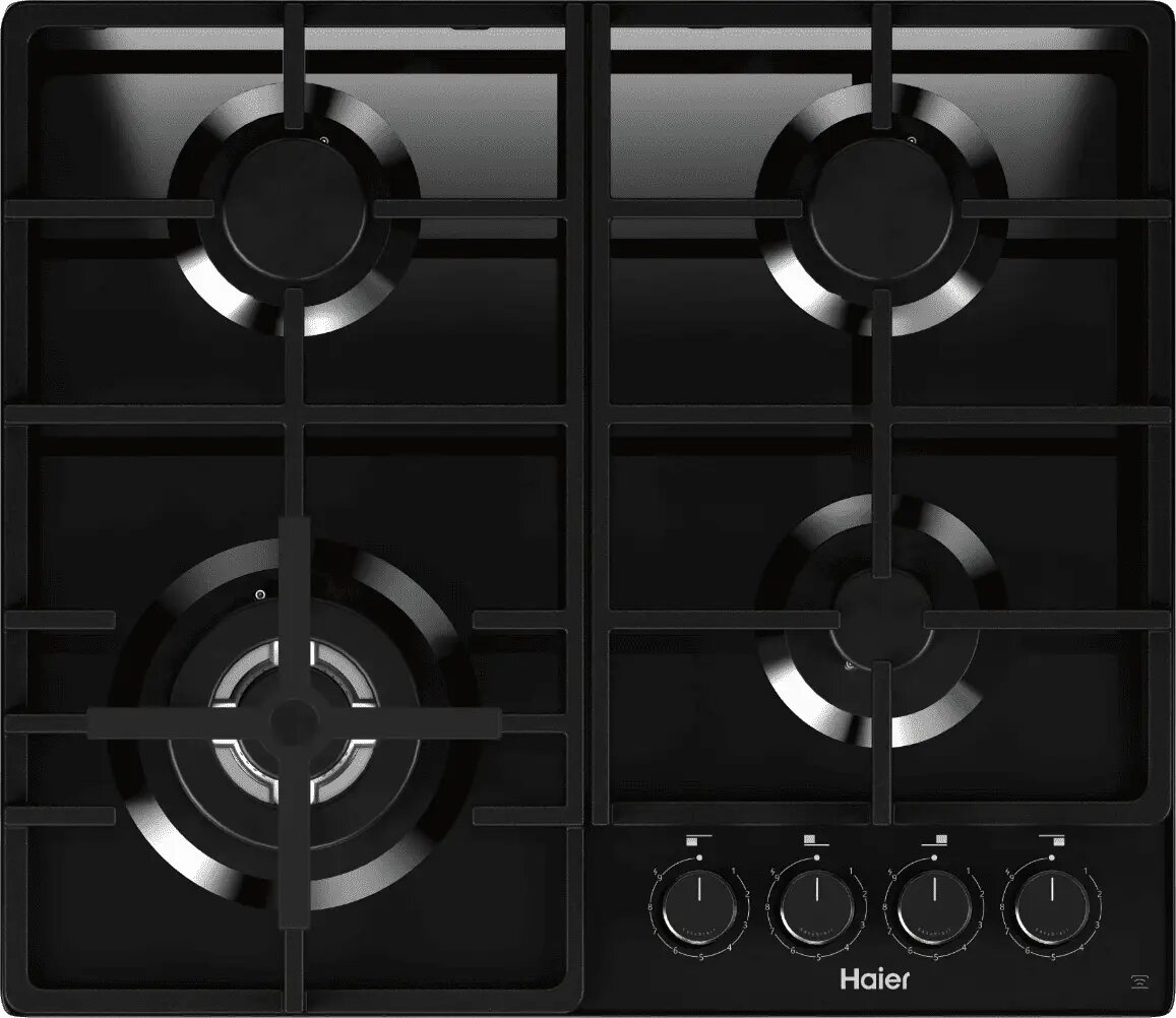 Газовая варочная панель Haier HHQ-G64CTHB, черный, закаленное стекло