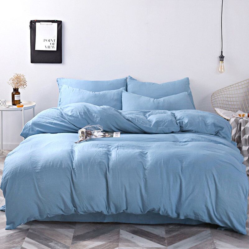 [Односпальный пододеяльник] Однотонный пододеяльник из стираного хлопка (односпальный), двуспальный/односпальный,110*150cm