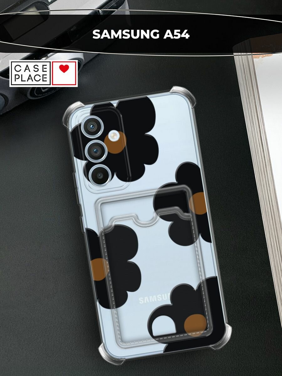 Чехол на Samsung Galaxy A54 5G (Самсунг Галакси А54 5G) с картой и принтом Темные цветочки