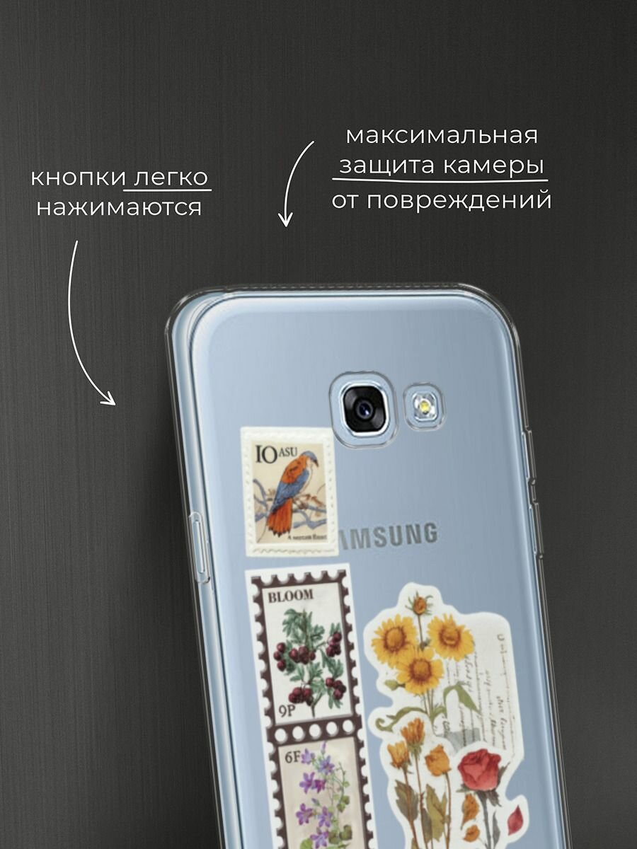 Чехол на Samsung Galaxy A5 2017 / Самсунг Галакси А5 2017 с принтом Марки с цветами — фото 1