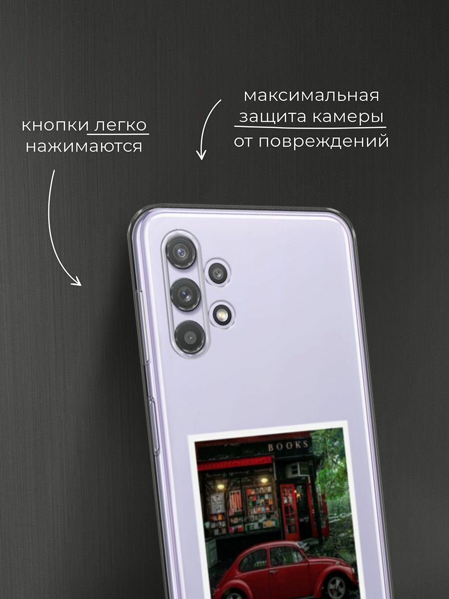 Силиконовый чехол на Samsung Galaxy A32 / Самсунг Галакси А32 с принтом Осенний палароид красный — фото 1
