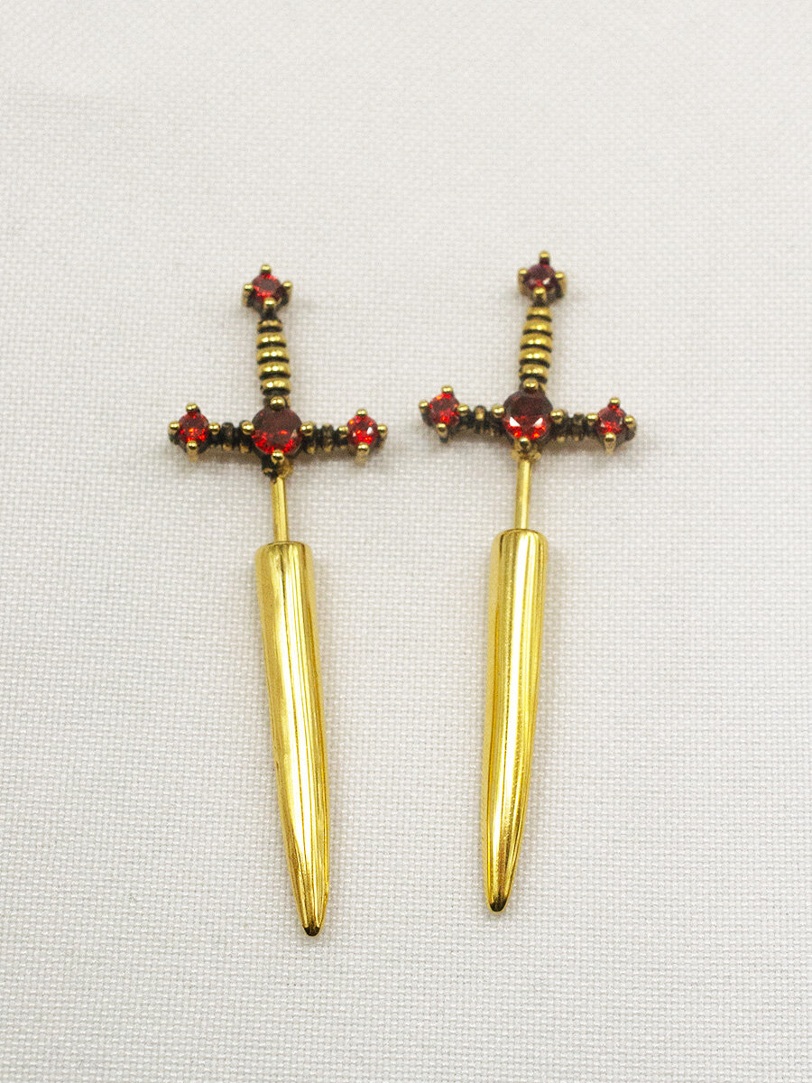 Серьги одиночные, искусственный камень