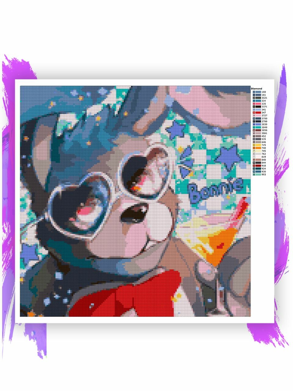 Алмазная мозаика без подрамника - вышивка - FNAF Bonnie 40 х 40 см