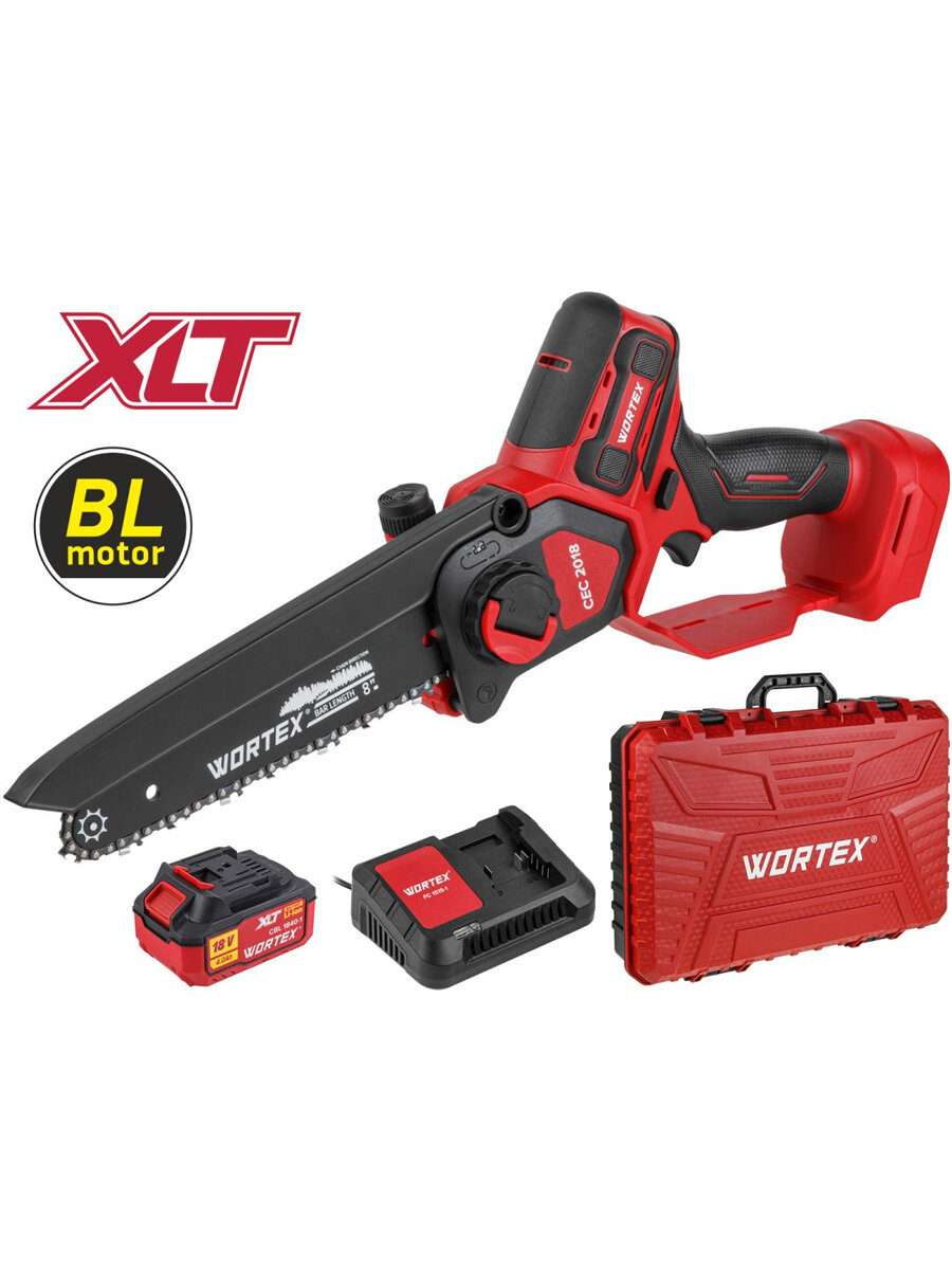Пила аккумуляторная цепная WORTEX CEC 2018 XLT SET, бесщеточная, с АКБ и З/У (2329052)