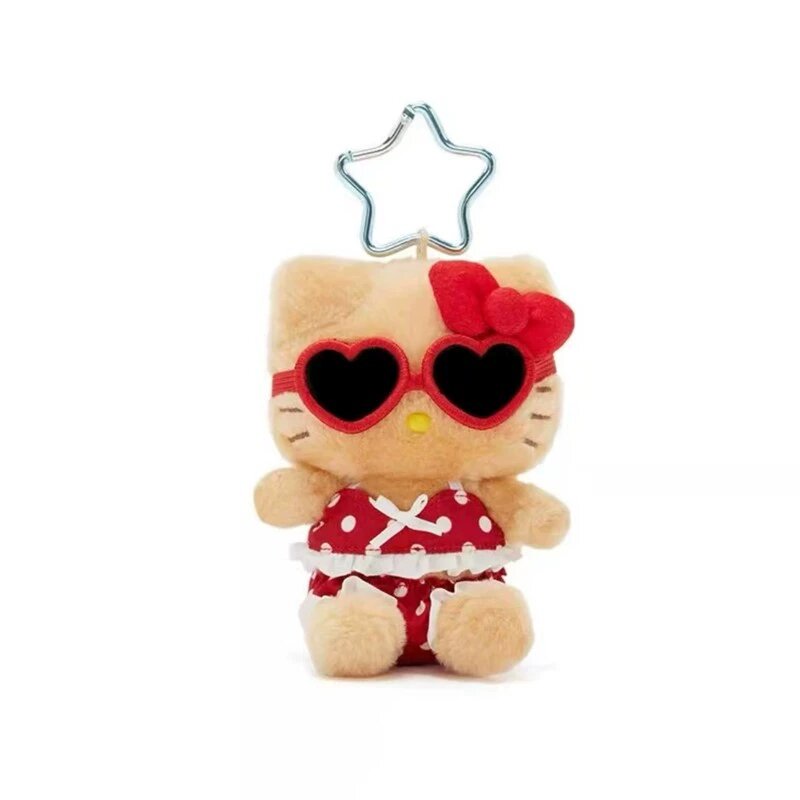 Черный кожаный летний пляжный брелок-подвеска в стиле Hello Kitty, Pochacco, Kuromi, Cinnamoroll. Привет Китти