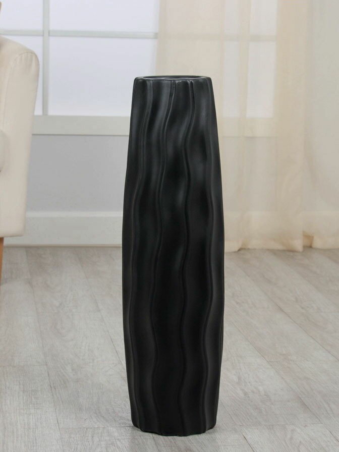 Ваза напольная "Теренс", h=60 см, керамика, чёрная, вид вазы: напольная
