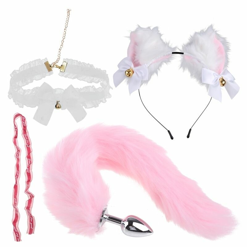 Звериные уши Beast tail cosplayLorita Кошачьи Ушки Cat Tail Set-Розовый набор из трех частей