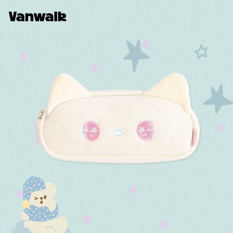 VANWALK Starry Cloud Cat Портативная папка для канцелярии для девочек - Милое на молнии пенал, Большой объем, Стильный