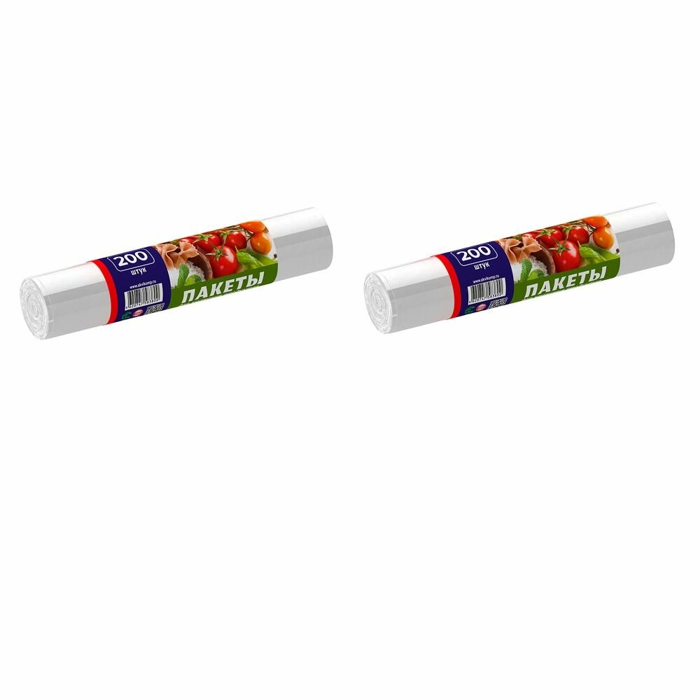 Avikomp Пакеты фасовочные для продуктов Praktisch, 26*35см , 200 шт в рулоне, 2 уп.