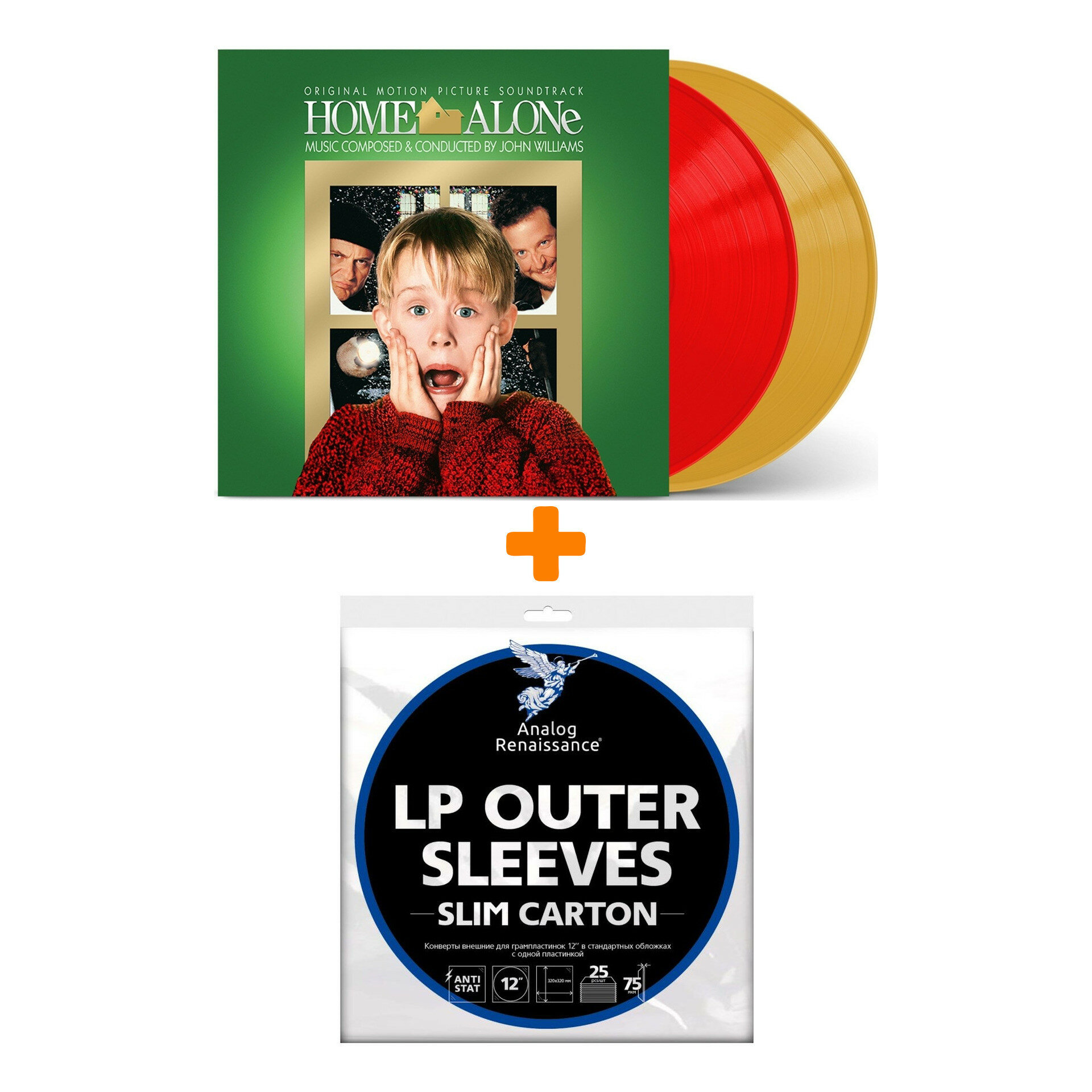 OST Home Alone Red & Gold Vinyl 2LP + Конверт внешний 12" Slim Carton 25шт