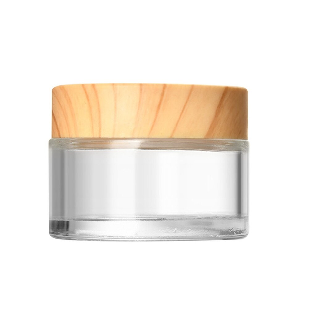 Стеклянный флакон для крема с деревянной крышкой- 30 г