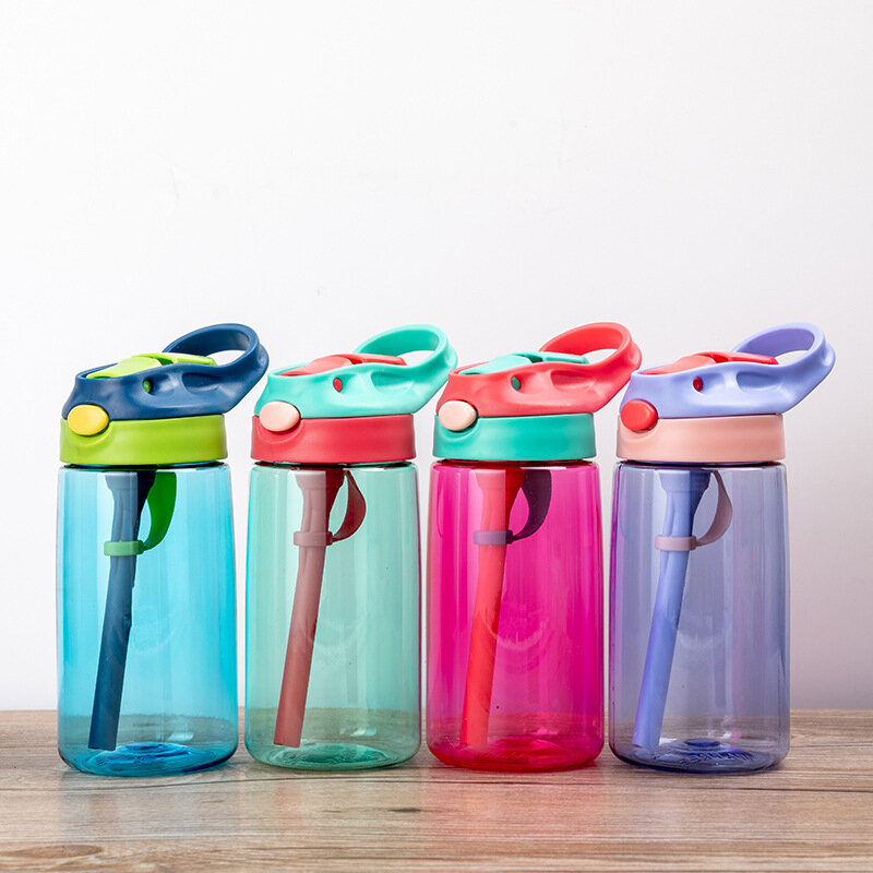 Прочный пластиковый стаканчик с трубочкой для детей, 450 мл зеленый, без БПА, идеален для школы и активного отдыха