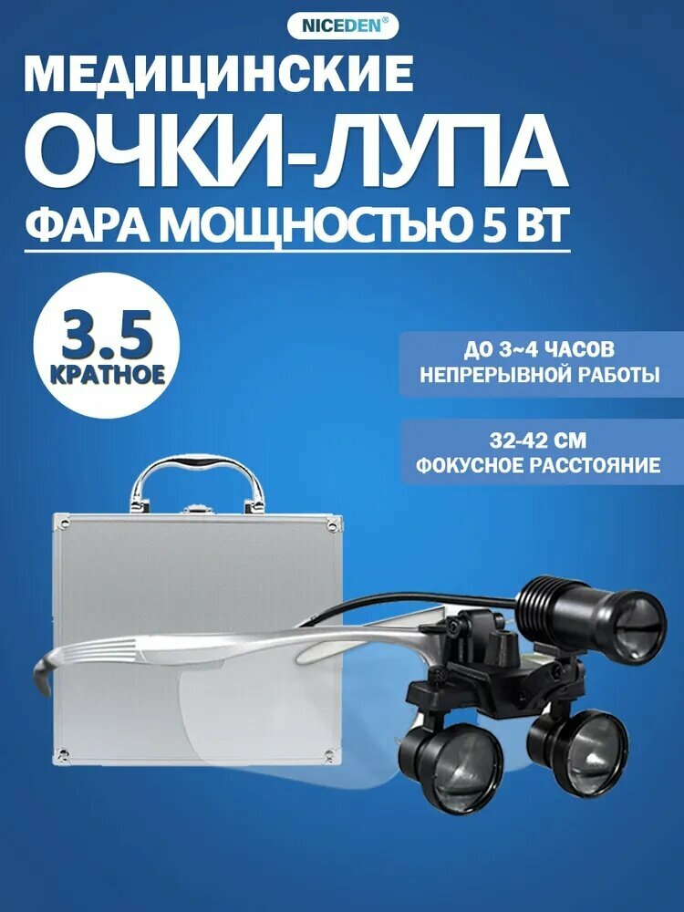 Niceden бинокулярная стоматологическая лупа, хирургическая лупа 3.5X, бинокуляров