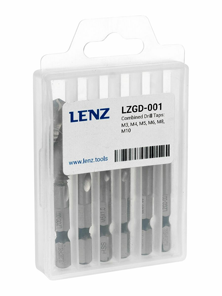 Набор сверл-метчиков LENZ, M3-M10 (6 шт.), HSSE