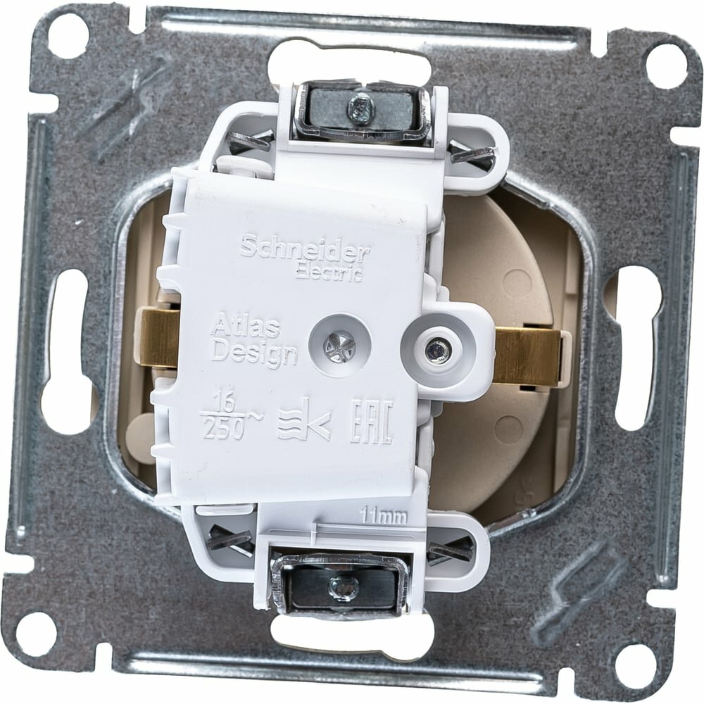 Розетка Systeme Electric Шампань с заземлением, со шторками, с крышкой, 16А