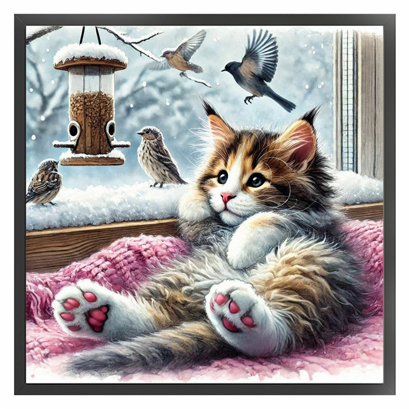 Эксклюзивный набор для вышивки крестиком 40x40 см, хлопок 11CT, Кот у окна