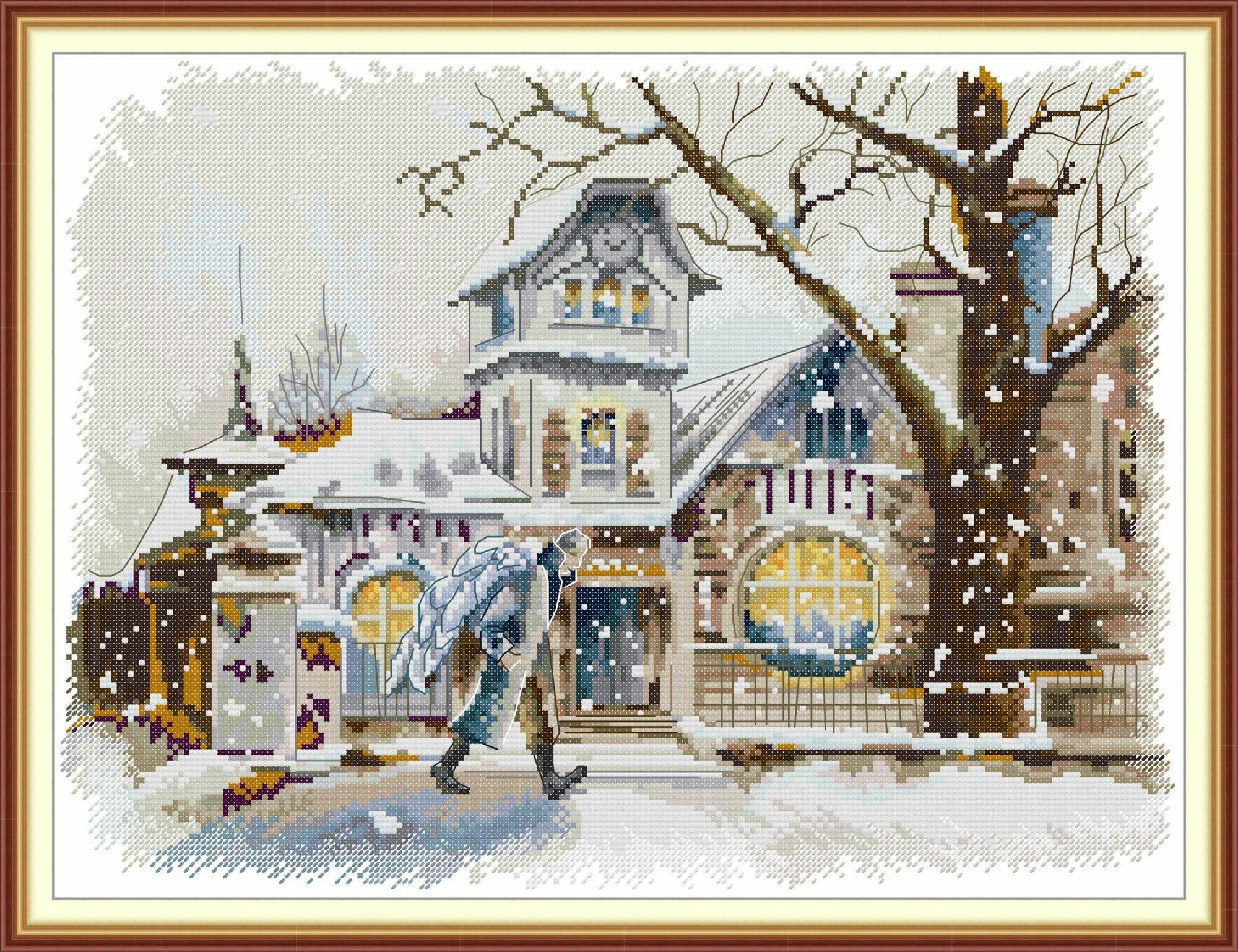 Эксклюзивный набор NKF для вышивки крестом 44x34 см, схема Зимний ангел на 14CT