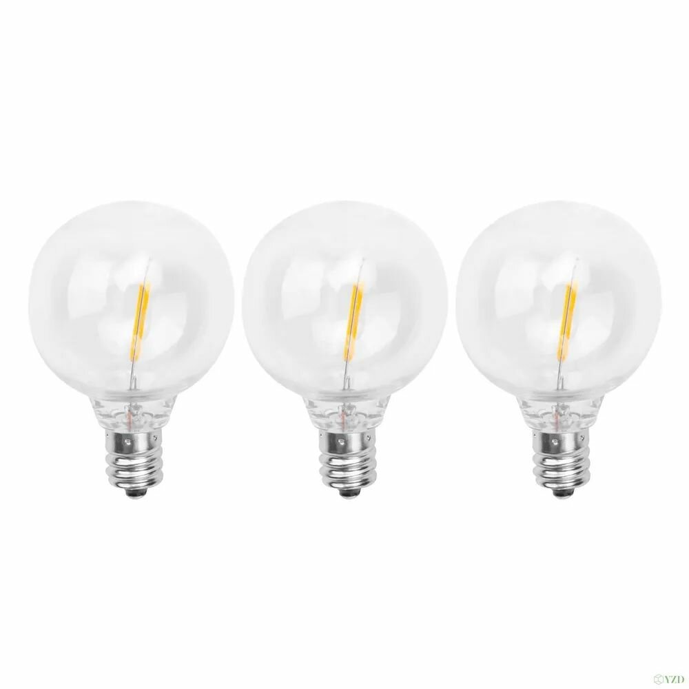 3 шт. сменные светодиодные лампочки G40, цоколь E12, ударопрочные светодиодные шарообразные лампочки для солнечных гирлянд, теплый белый цвет
