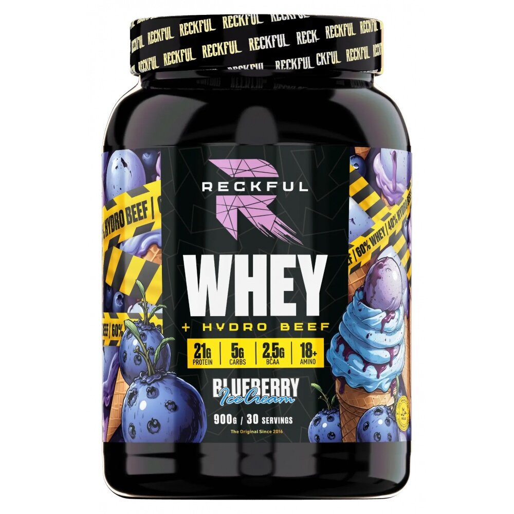 Протеин сывороточный Reckful Whey + Hydro Beef, 900 г, Вкус Salted Caramel Ice Cream / Мороженое Соленая Карамель