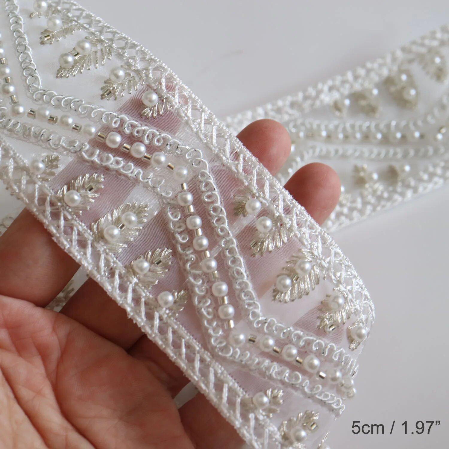 OKNOW органза тесьма с бисером 5см