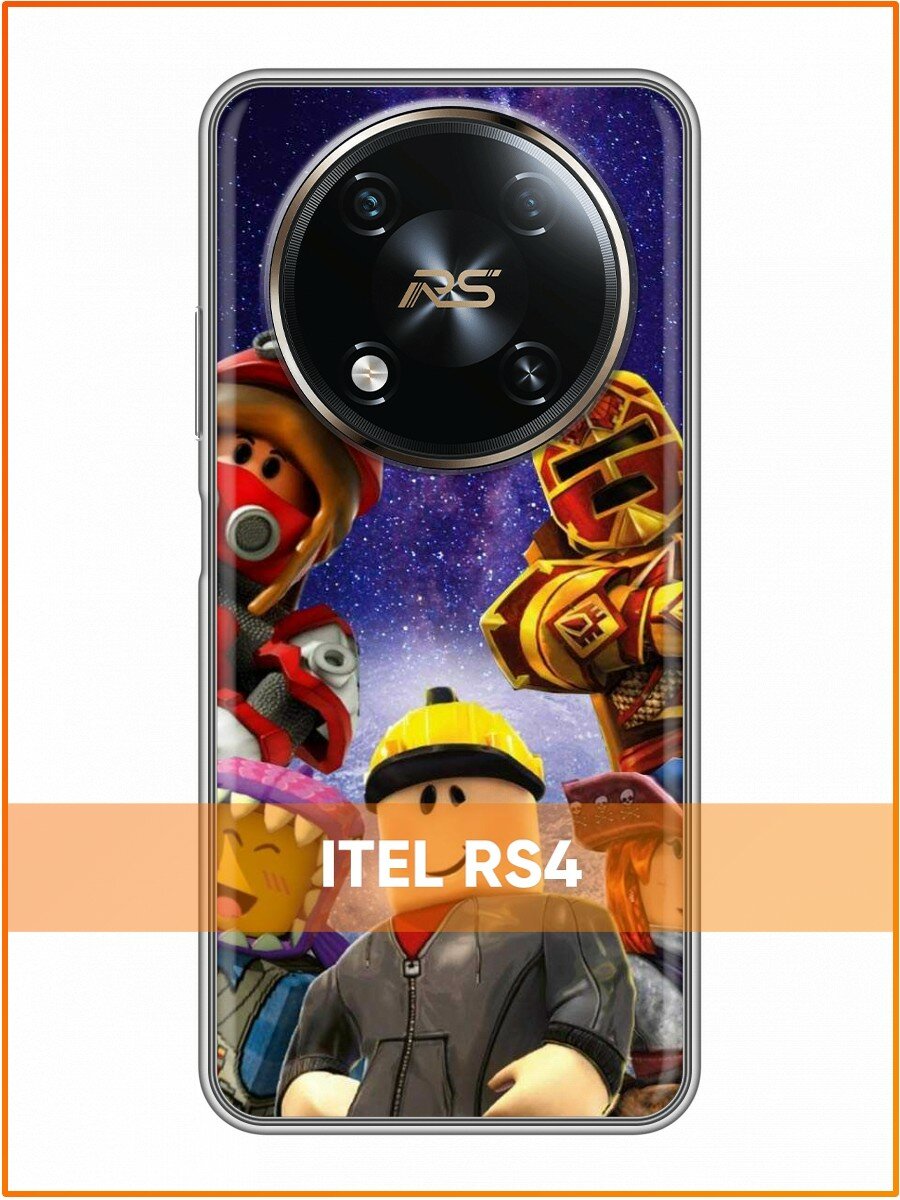 Чехол для Itel RS4 с принтом для мальчиков Роблокс фон космоса (Ител РС4)