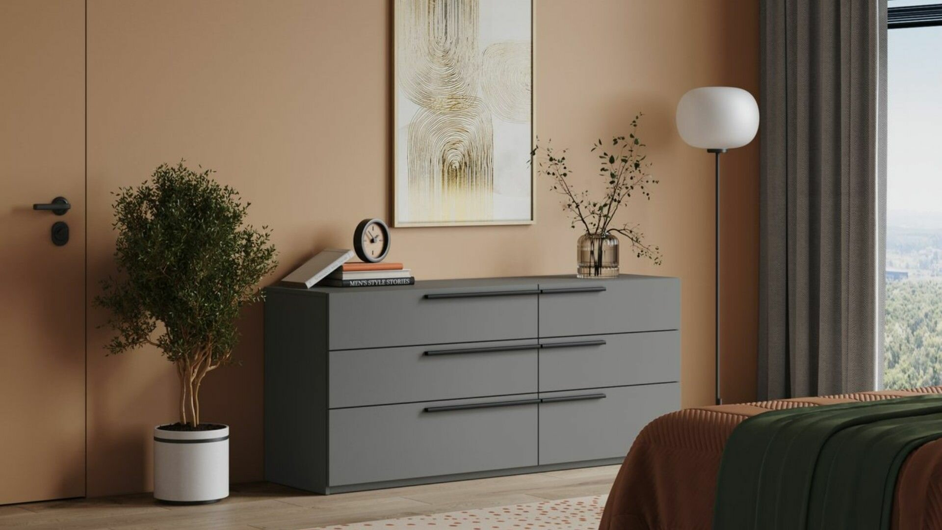 Комод для одежды Divan.ru Кимбол-3 Серый, 6 ящиков, 160х44х70 см, серый