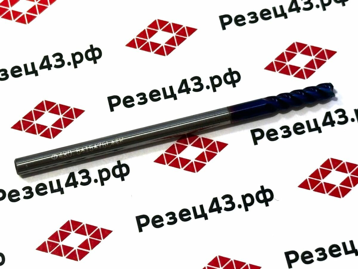 Концевая фреза с закруглённым углом режущей кромки R0.5 D4-D4-75 4Z, сталь (HRC65)