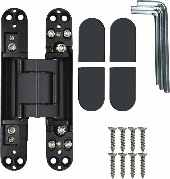 Скрытая дверная петля, поворотная на 180 градусов из сплава, 150x25 мм, черная (2 шт)