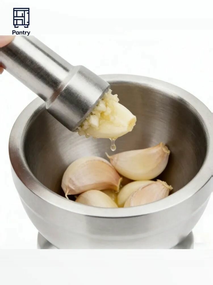 Ступка с пестиком, Нержавеющая сталь, 10 см, 200 мл, 1 шт