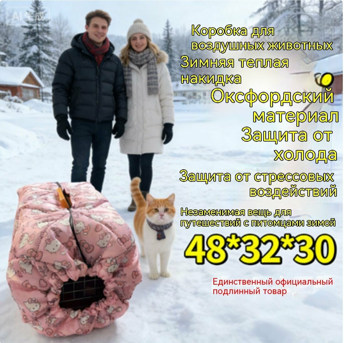 Зимний чехол на пластиковую переноску для кошек, собак, животных 48*32*30