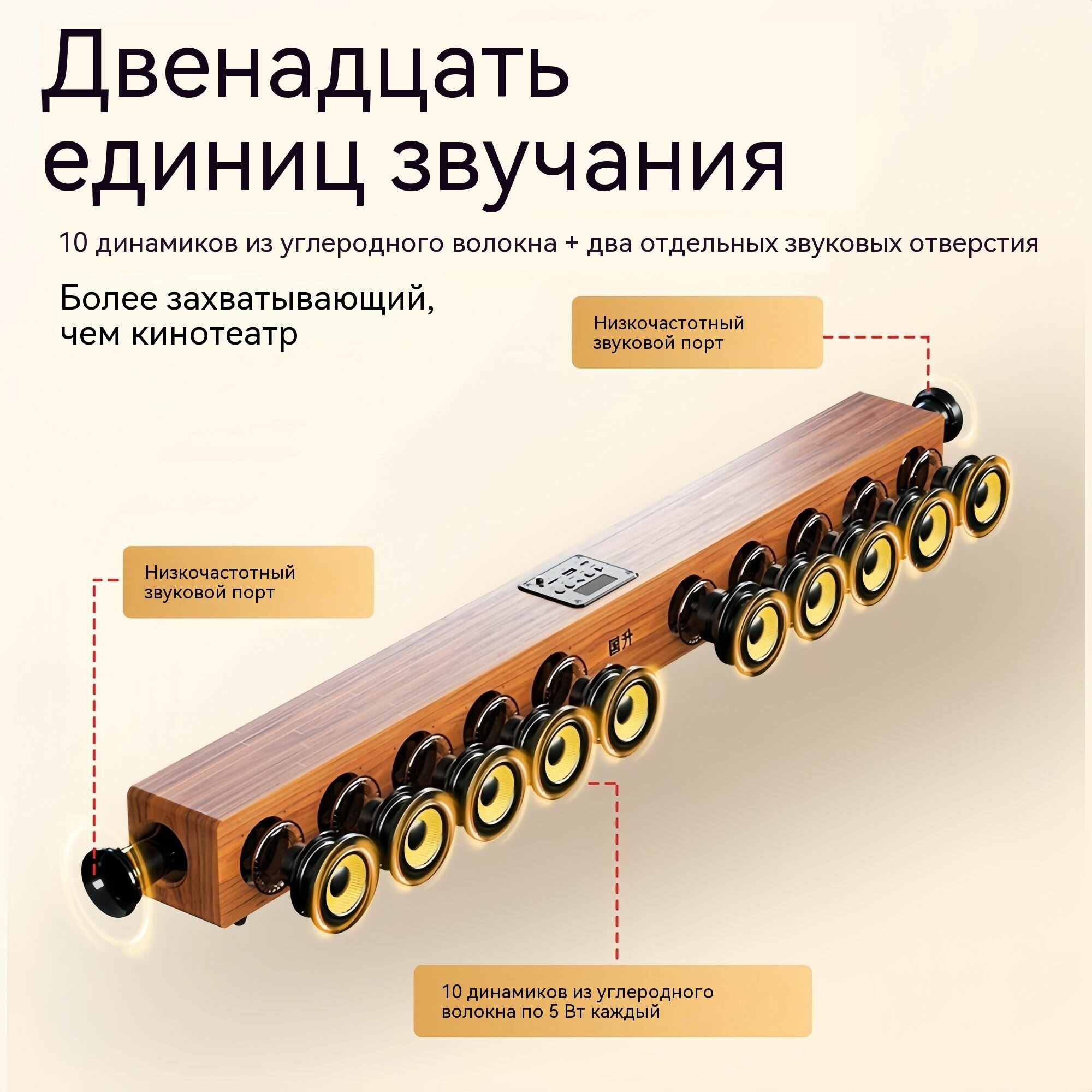 Звуковая панель soundbar для телевизора, 12 динамиков bluetooth 5.3 с настенным креплением, для дома и домашнего кинотеатра