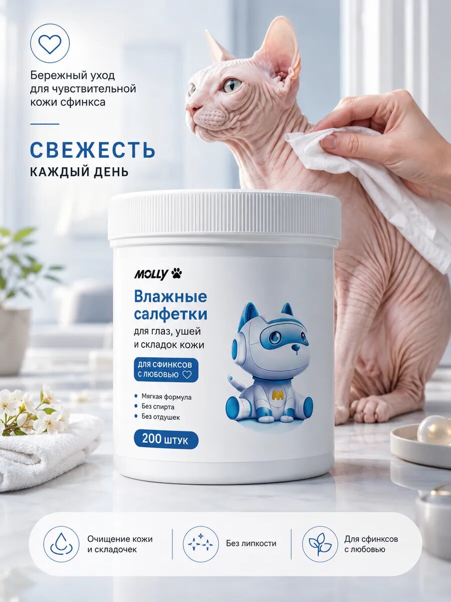 Салфетки для уборки сфинксов влажные