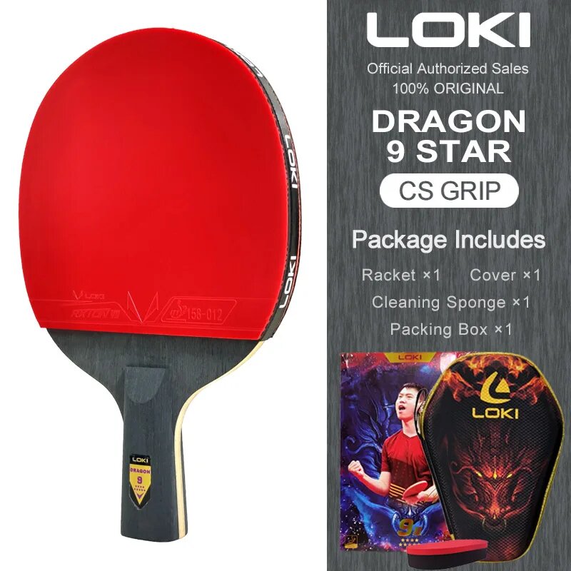 Настольный Теннисный Ракетка LOKI 9 Star Professional С Резиновой Накладкой RXTON 7, Карбоновым Основанием Из 5 Слоев Дерева