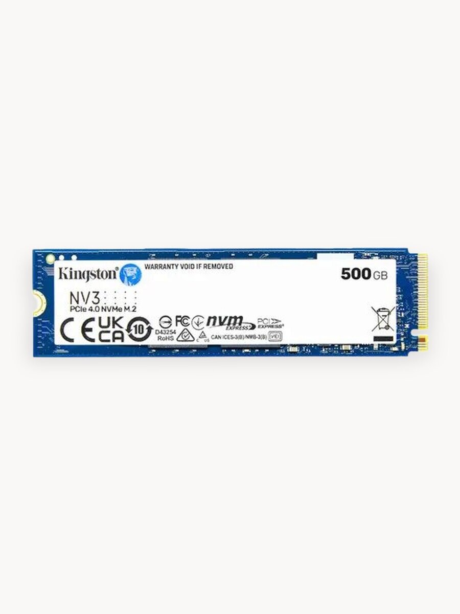 SSD накопитель Kingston NV3 SNV3S/500G 500ГБ, M.2 2280, PCIe 4.0 x4, NVMe, M.2