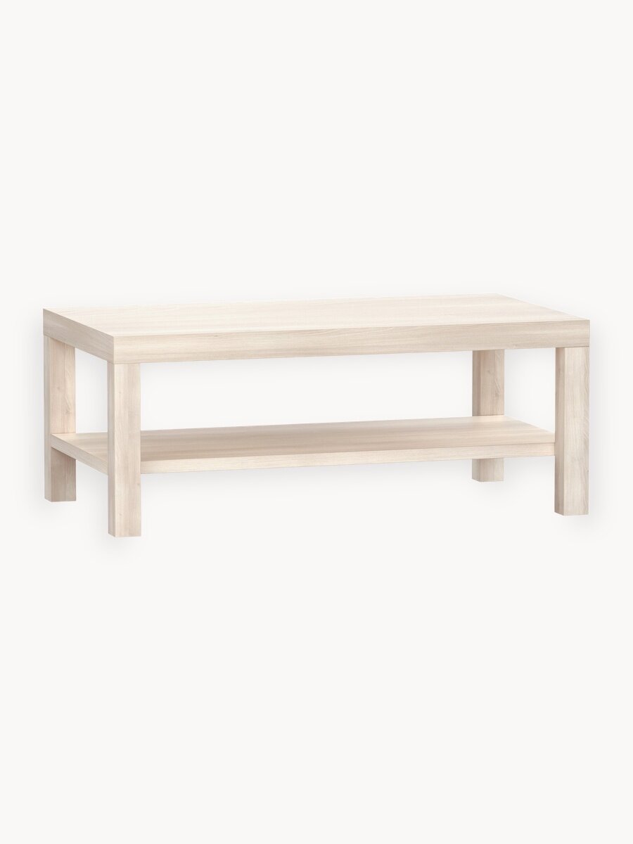 Столик журнальный Eken с полкой, ШхГхВ 90х50х45см, лхдф, ЛДСП, сотовое наполнение, акация