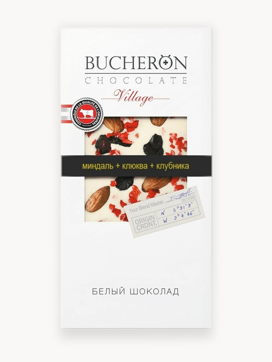 Шоколад белый Bucheron VILLAGE с миндалем, клюквой и клубникой 2 шт. по 85г