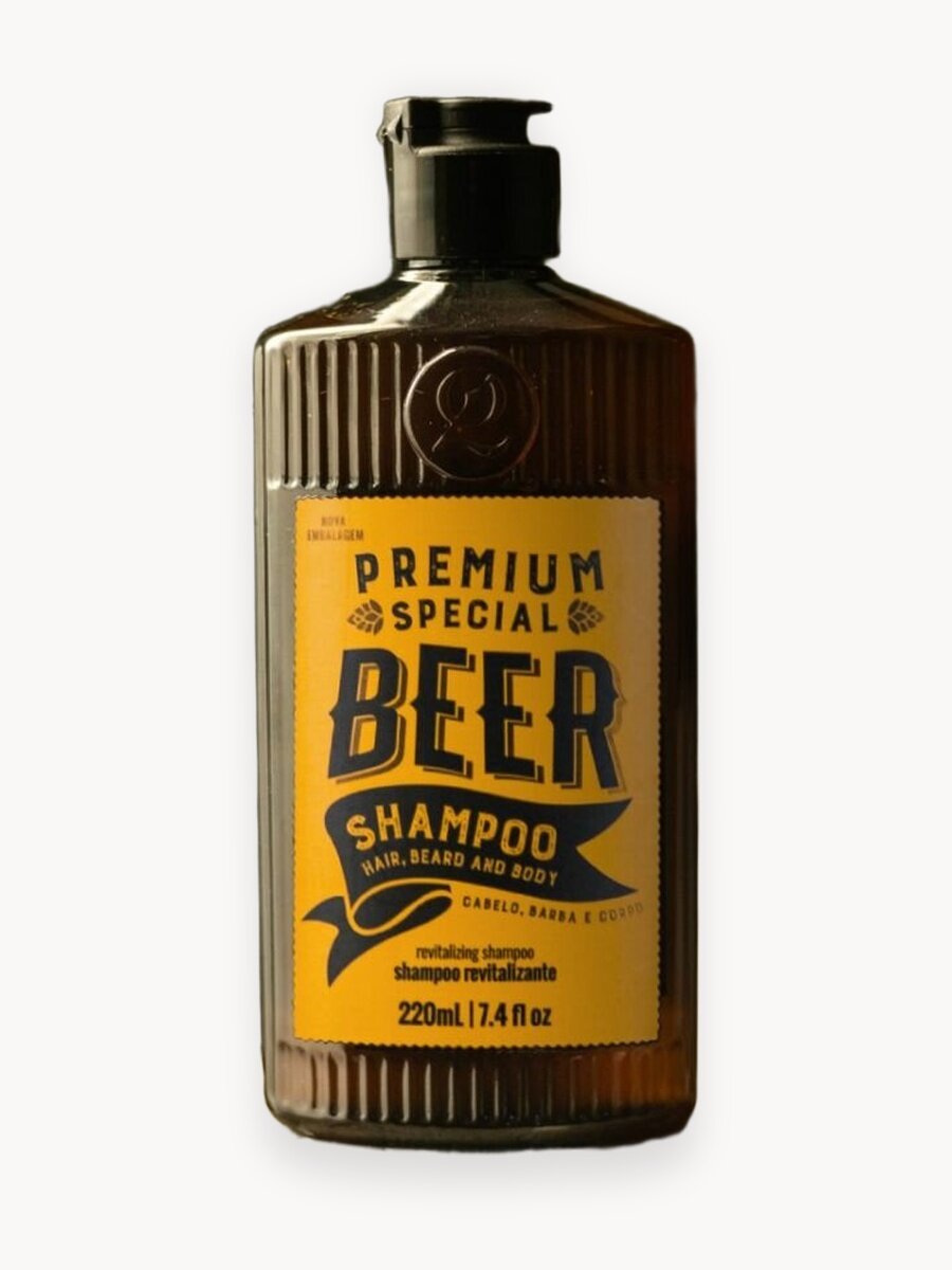 Qod Barber Shop 3 In 1 Shampoo Premium Beer Шампунь 3 в 1 с ячменем и солодом для мужчин, 220 мл