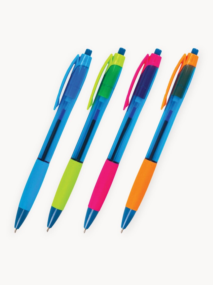 Ручка шариковая масляная автомат. с грипом BRAUBERG FRUITY RG, комплект 12 штук, синяя, 0,7 мм, 880198