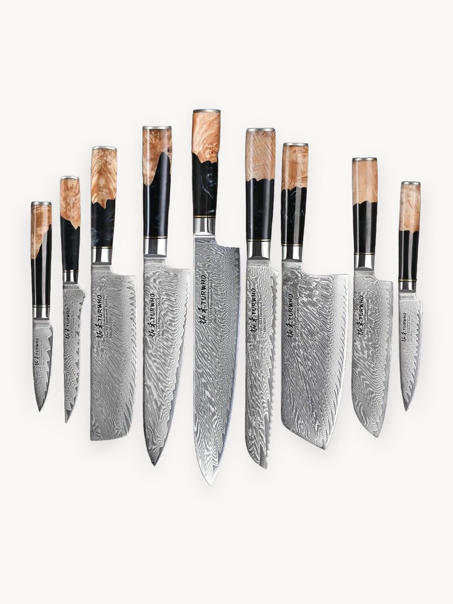Набор кухонных ножей TURWHO 67 из дамасской стали vg10 core нож шеф-повара с полимерной ручкой -LJ