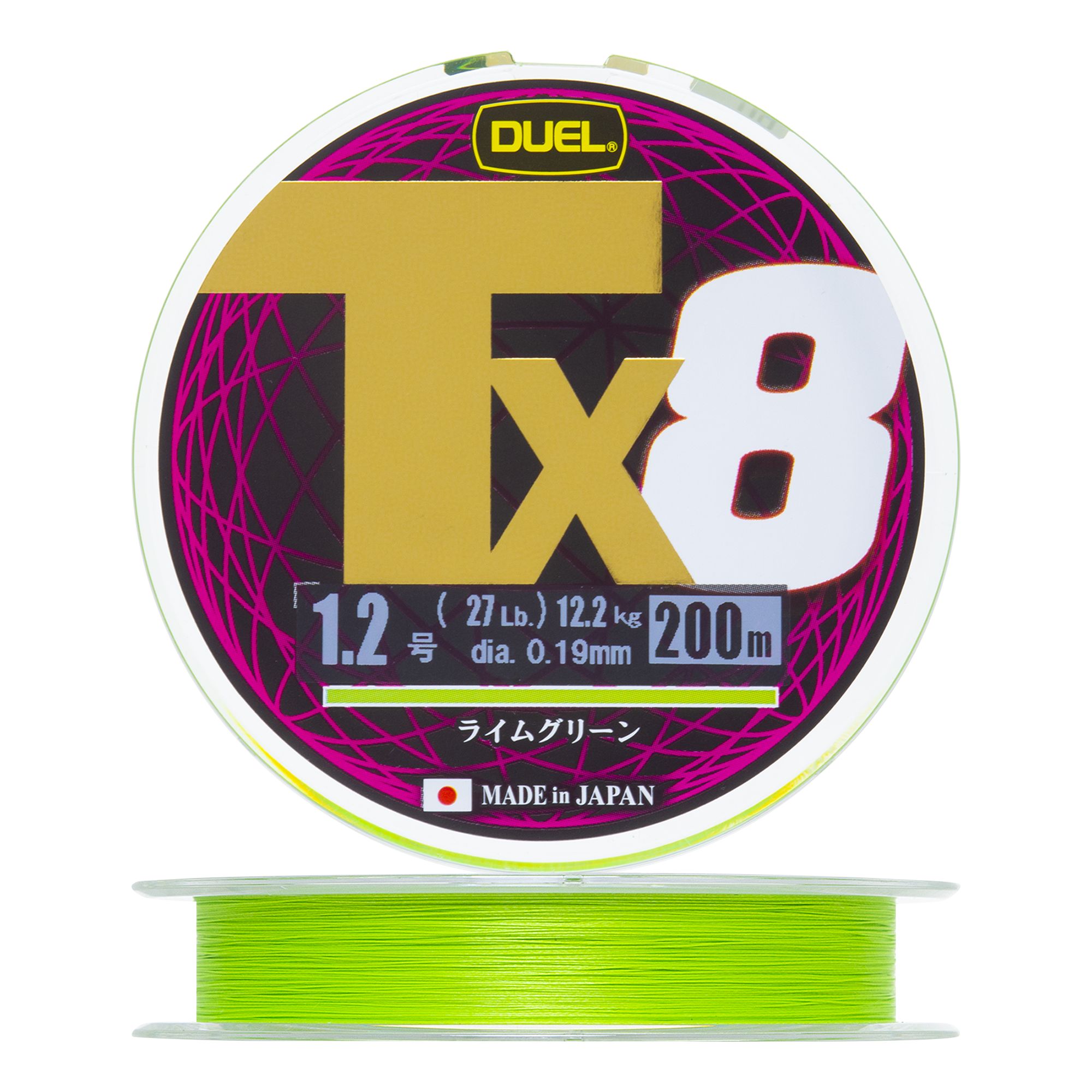 Шнур плетеный Duel PE Tx8 #1,2 0,19мм салатовый, салатовый