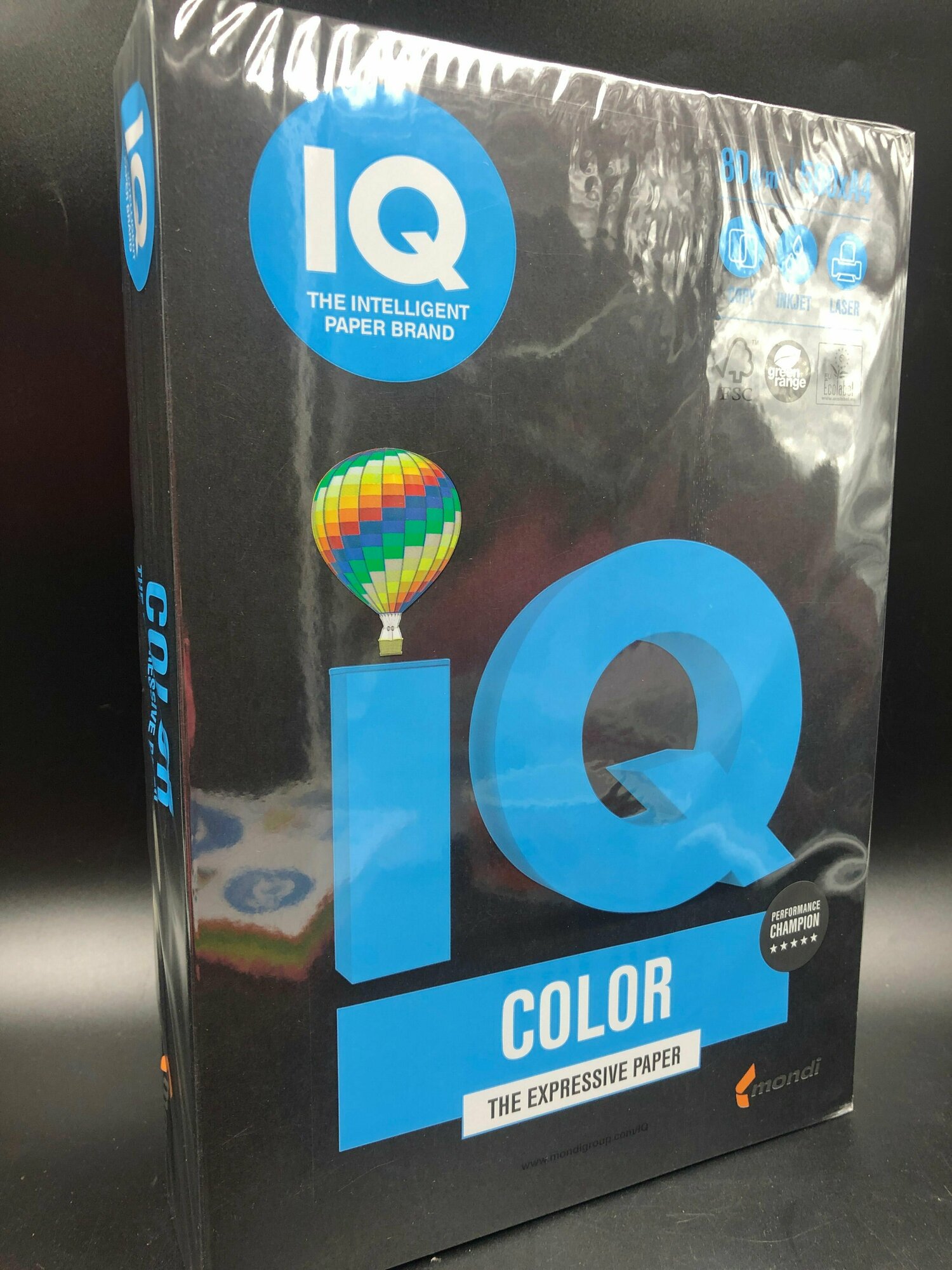 2 шт. Бумага цветная IQ COLOR (А4,80г B100 черный), Intensive, 500л, для всех видов принтеров и творчества, в фирменной коробке Драйв Директ