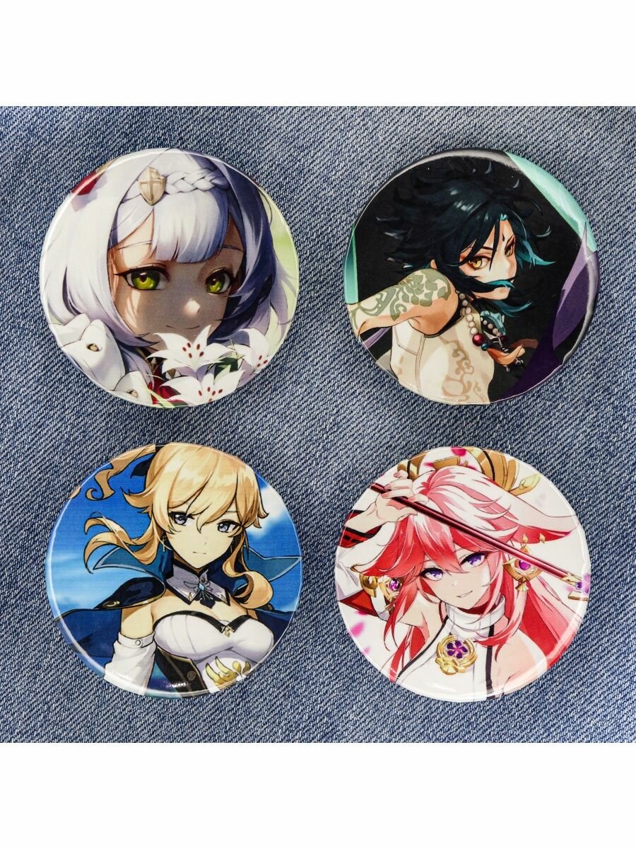 Набор значков аниме серии Genshin Impact