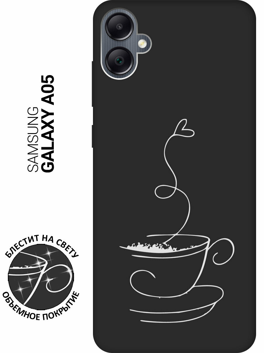 Силиконовый чехол на Samsung Galaxy A05 / Самсунг А05 с рисунком "Coffee Love W" Soft Touch черный