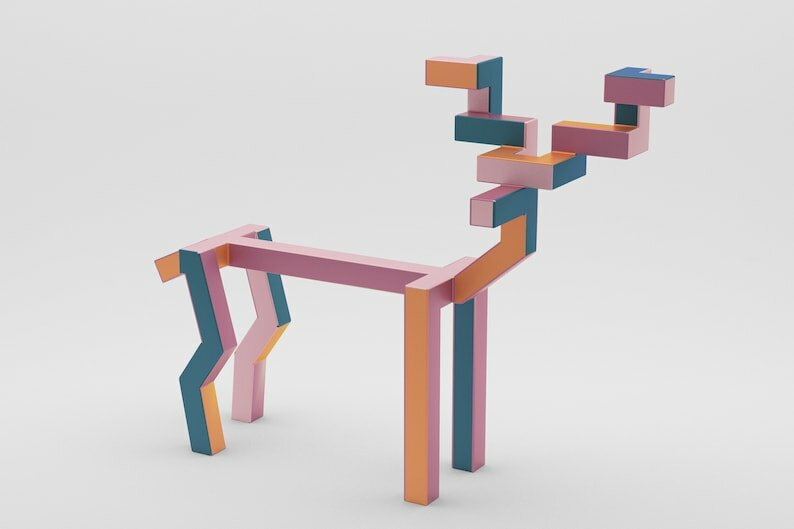 Полигональная фигура Олень, геометрический полигональный металлический декор интерьера